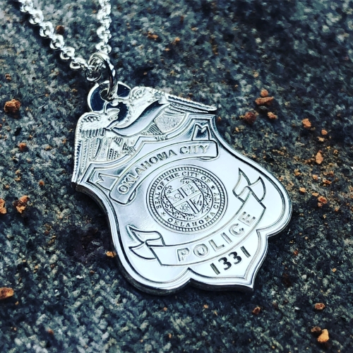 Sterling Silver Law Enforcement Police Badge Necklace Amazon Police ...